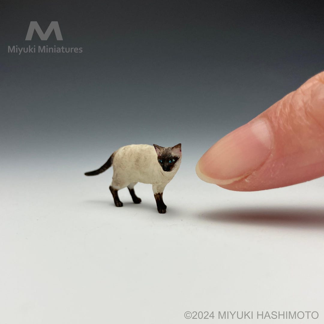 1:24 Realistic Miniature Cat Figurine, Handpainted, Thai Cat, for Half ...