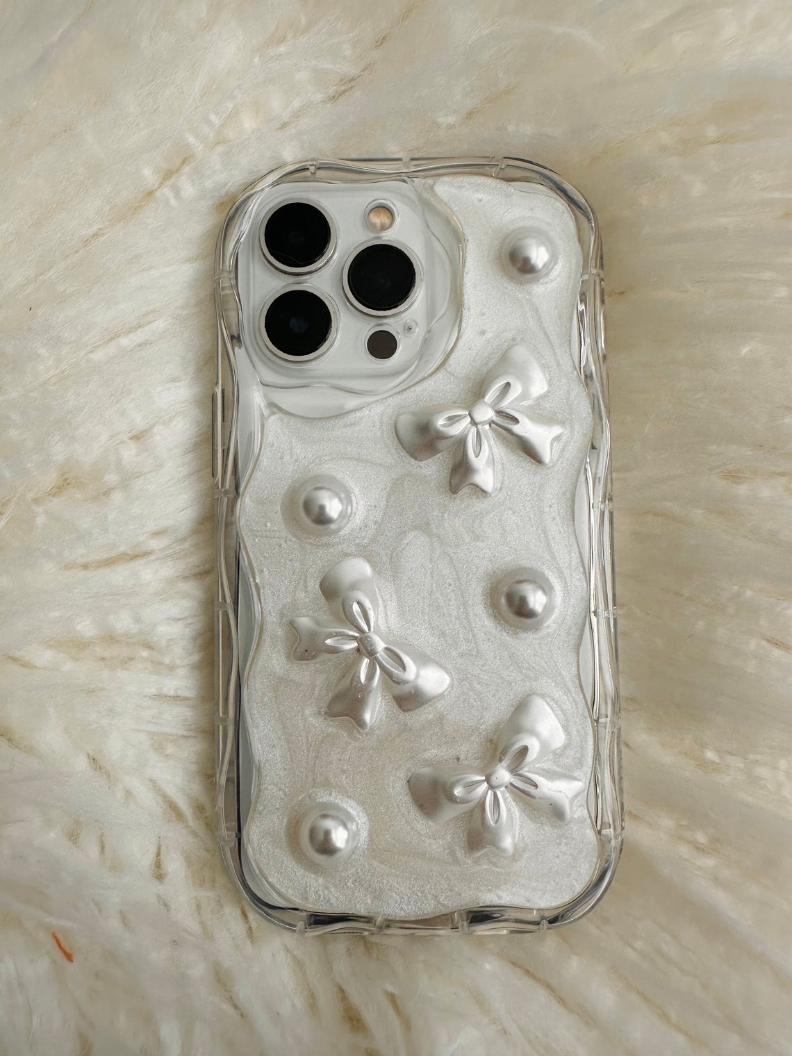 3D Bows and Pearls Phone Case for iPhone 16, 15, 14, 13, 12 - Etsy