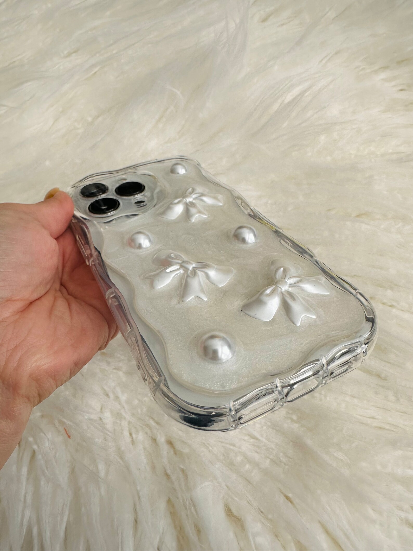 3D Bows and Pearls Phone Case for iPhone 16, 15, 14, 13, 12 - Etsy