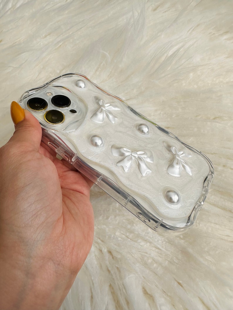 3D Bows and Pearls Phone Case for iPhone 16, 15, 14, 13, 12 - Etsy