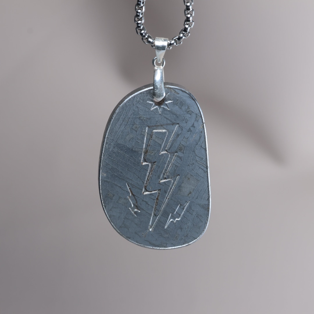 Natural Meteorite Carving，lightning Bolt Meteorite Pendant , Thunder ...