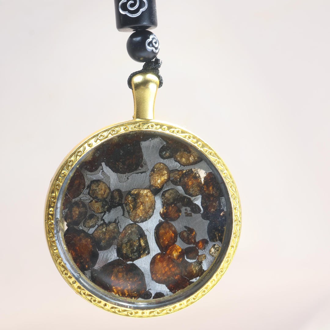 Meteorite Necklace, Meteorite Pendant，pallasite Meteorite Slice ...