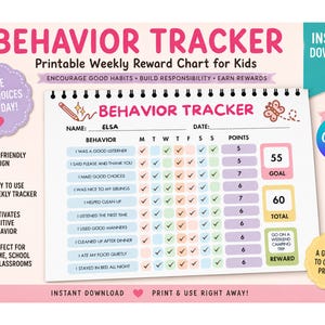 Kids Behavior Tracker Printable | Positive Behavior Reward Chart ...