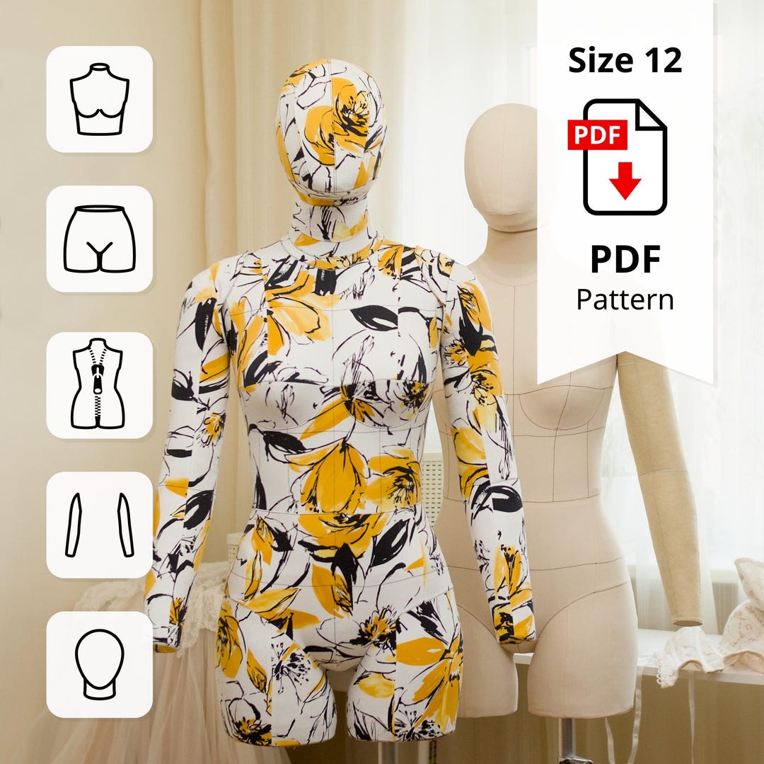 Sewing Pattern: Dress Form Full Set Size 12 (PDF Download) - Etsy