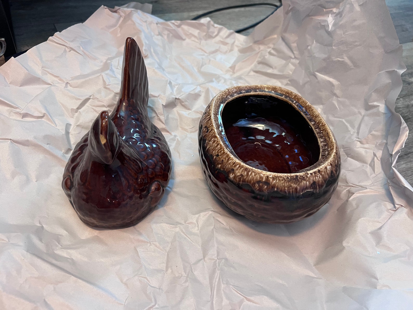 Vintage Chicken Ceramic Hull Pottery USA Hen on Nest Bake & Serve Dish ...