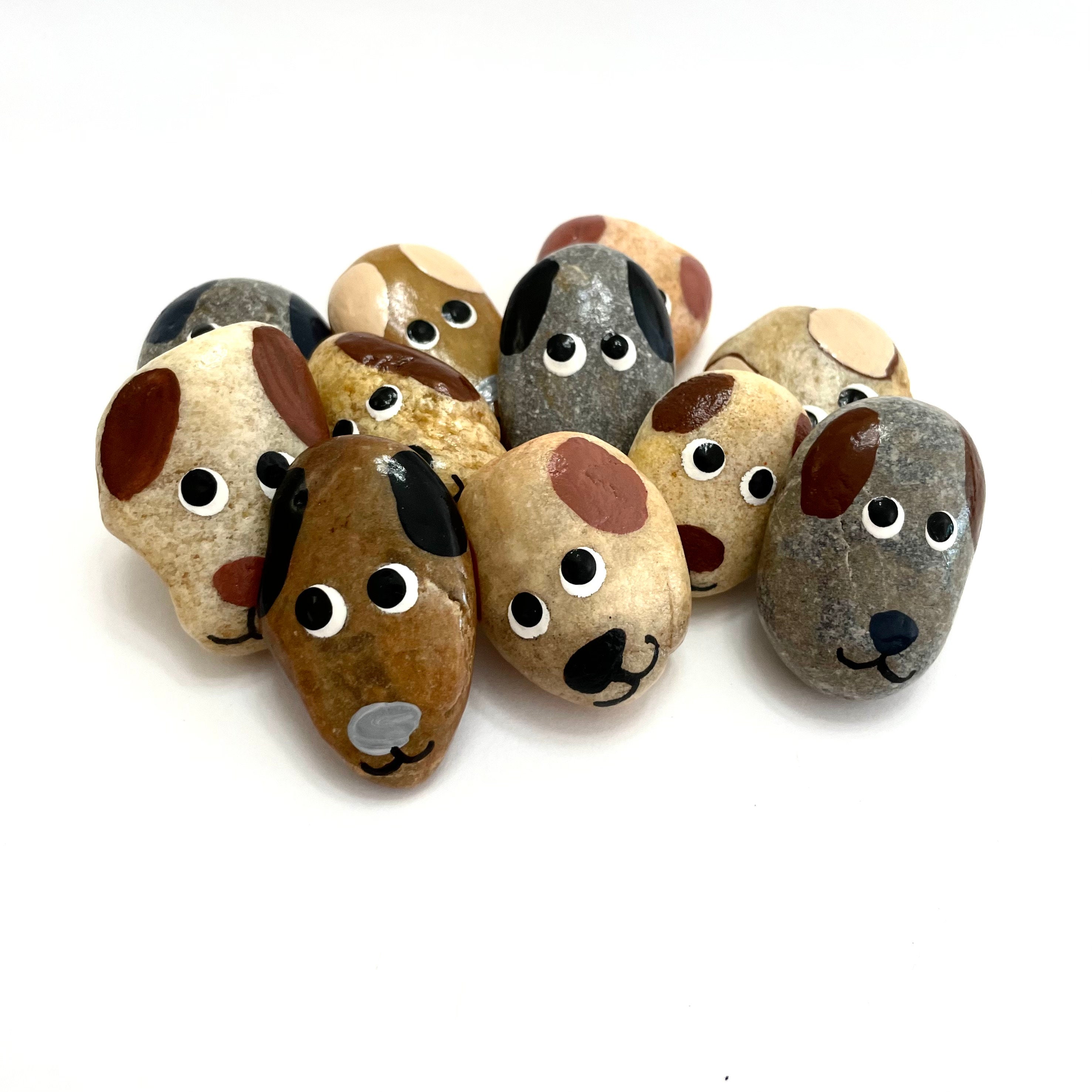 Set of Five Painted Cat Rocks Hand Painted Rocks Cats Fun Painted Rocks ...