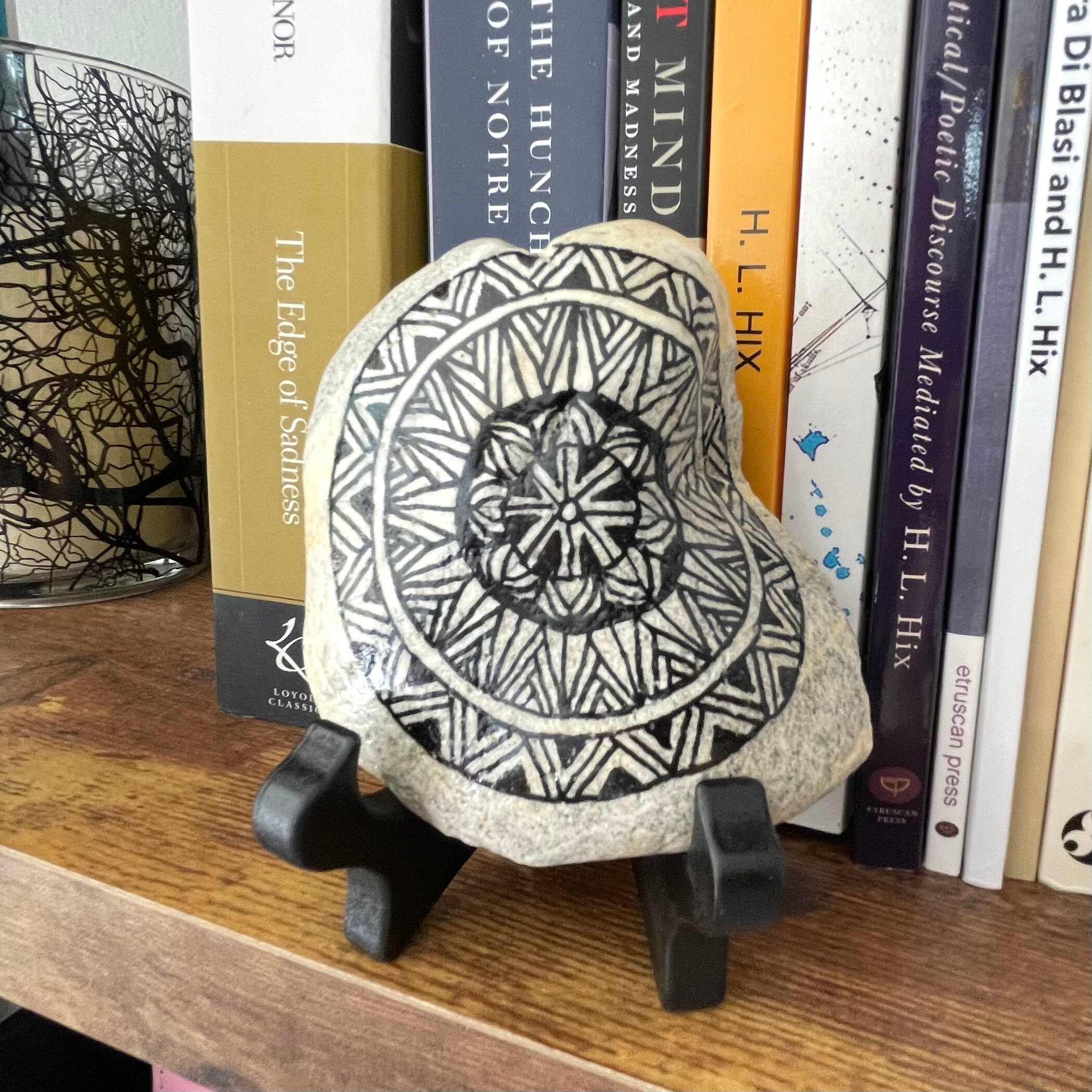 Large Stone Mandala - Zentangle Pattern Hand Painted Stone Art ...