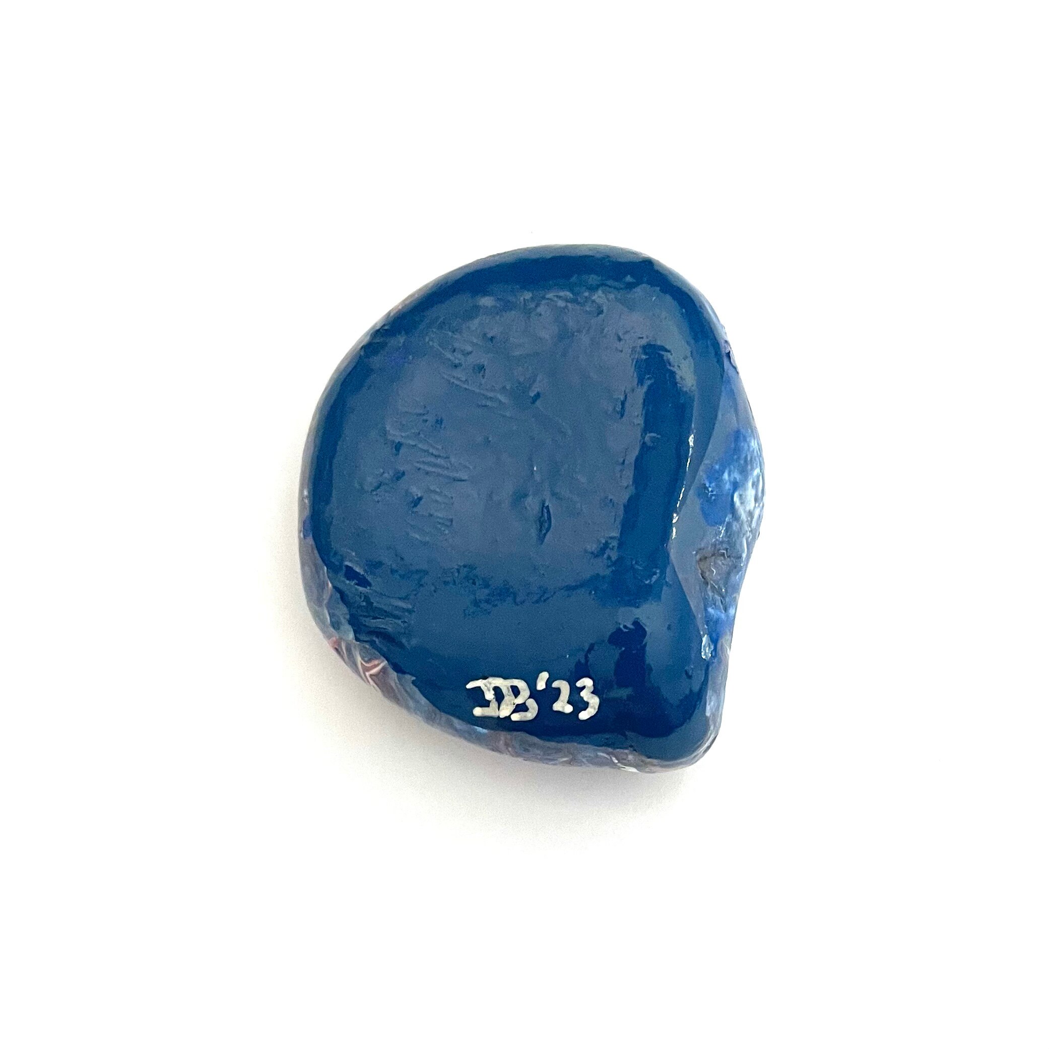 Paint Pour Art Rock - Hand Painted Rock - Rock Painting - Red White and ...