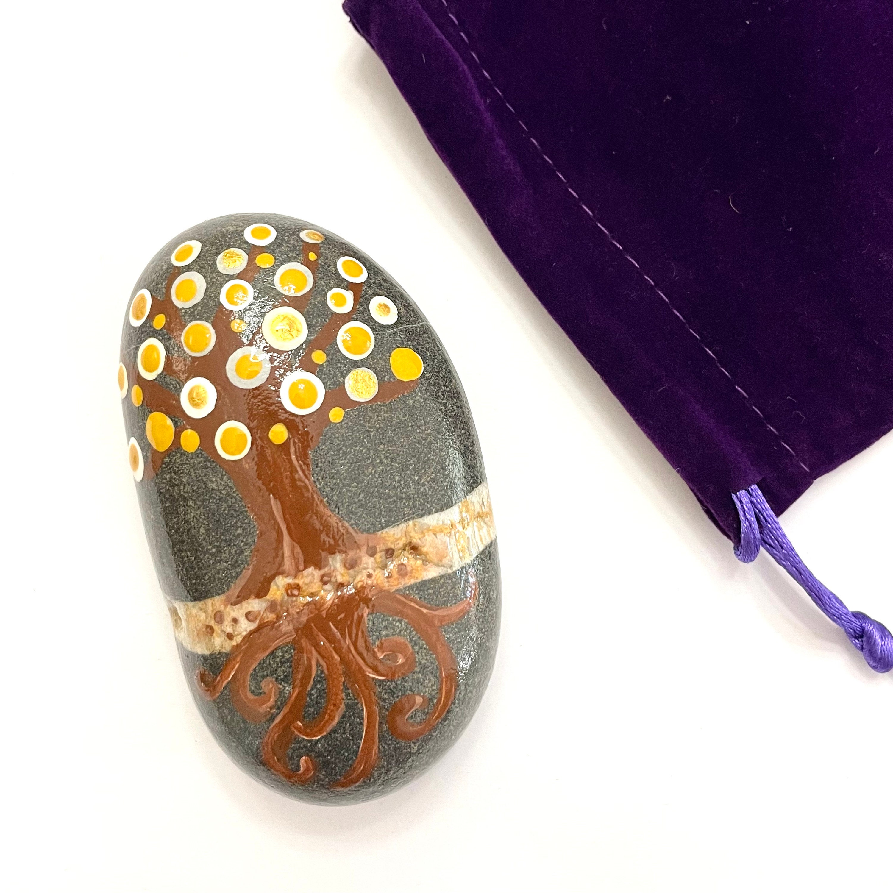 Hand Painted Rock Tree - Hand Painted Rock Art - Tree Rock Painting ...