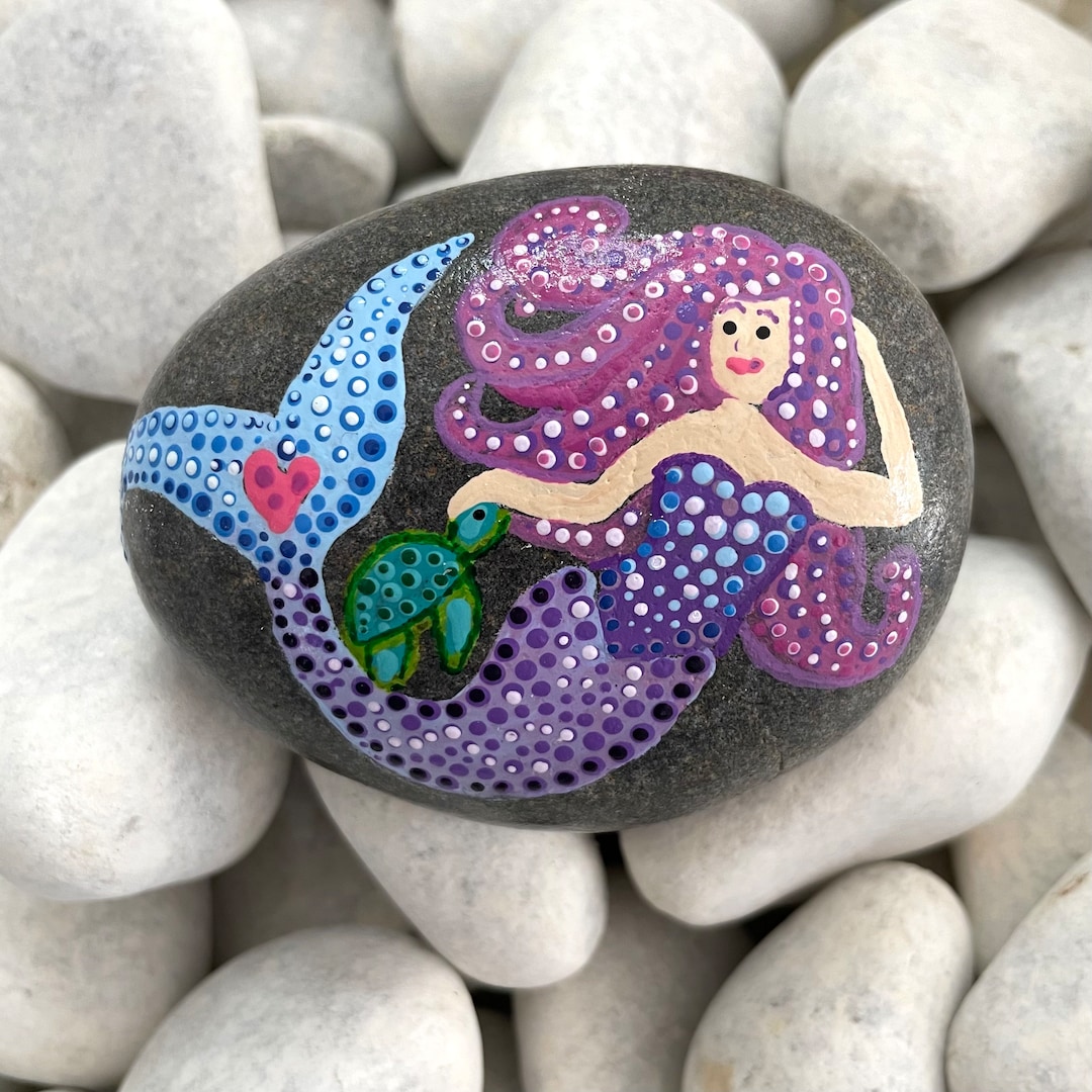 Girls Decor Mermaid - Hand Painted Rock Art - Beach Art - Mermaid ...