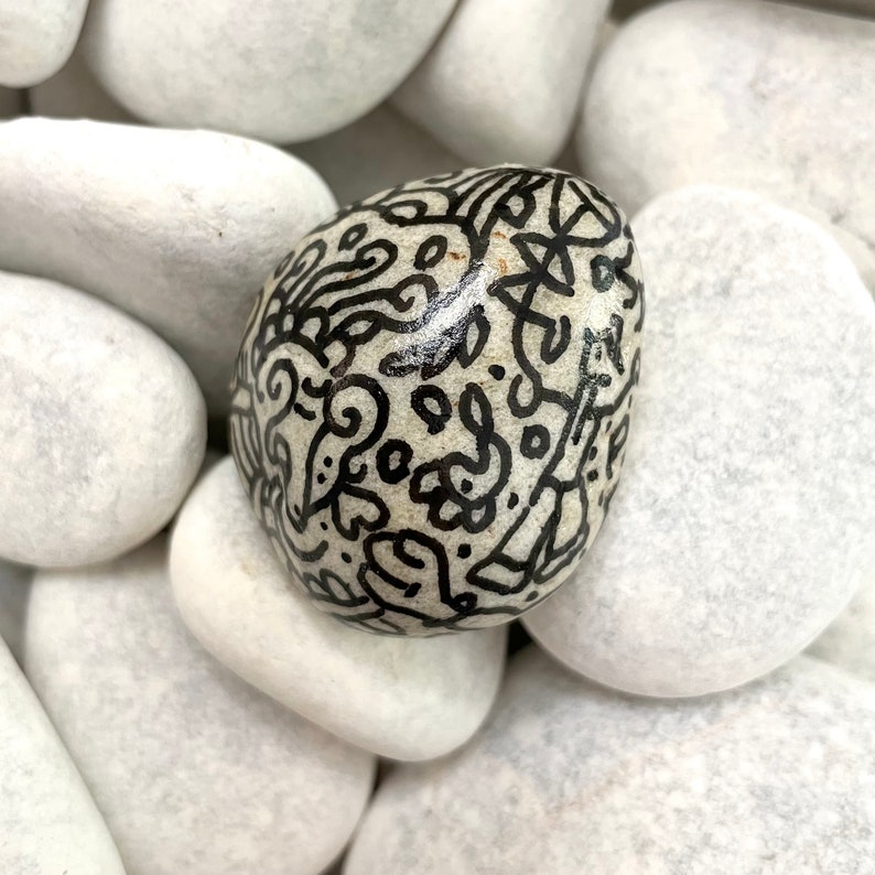 Hand Painted Stone Art Zentangle Doodle Drawing Rock Art - Etsy