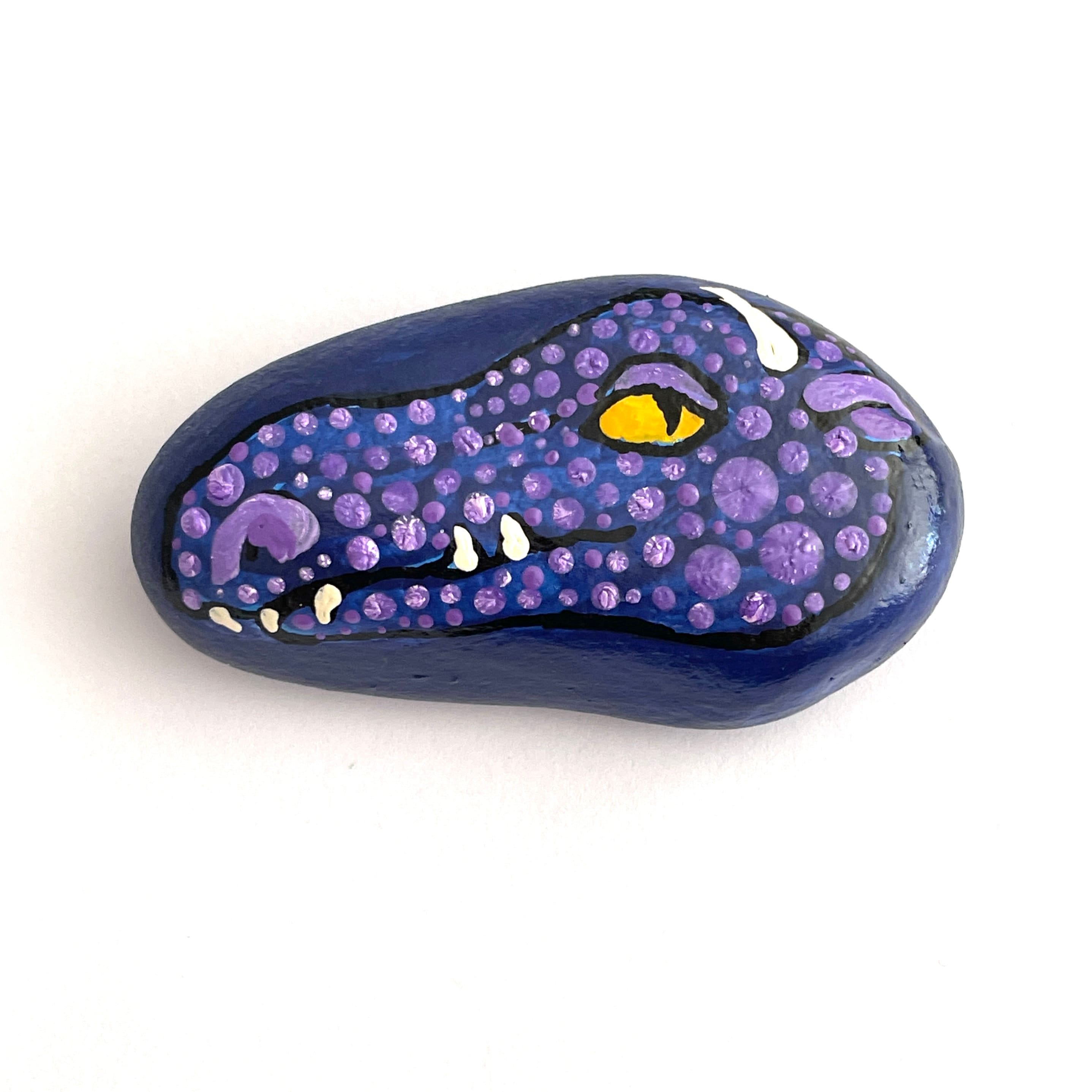 Hand Painted Purple Dragon Rocks Rock Painting Small Dragon Stone ...