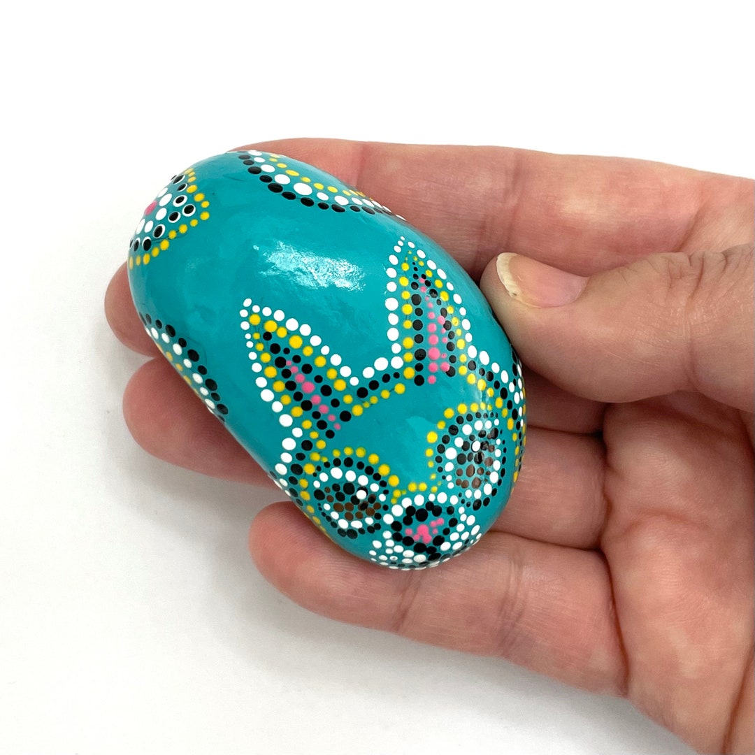 Hand Painted Rabbit Rock - Rabbit Art Rock - Hand Painted Stone Art ...