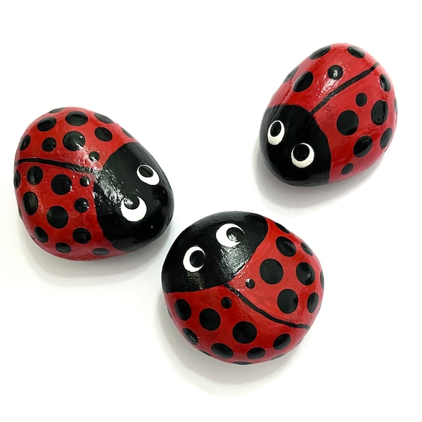 Ladybug Painted Rocks - Etsy