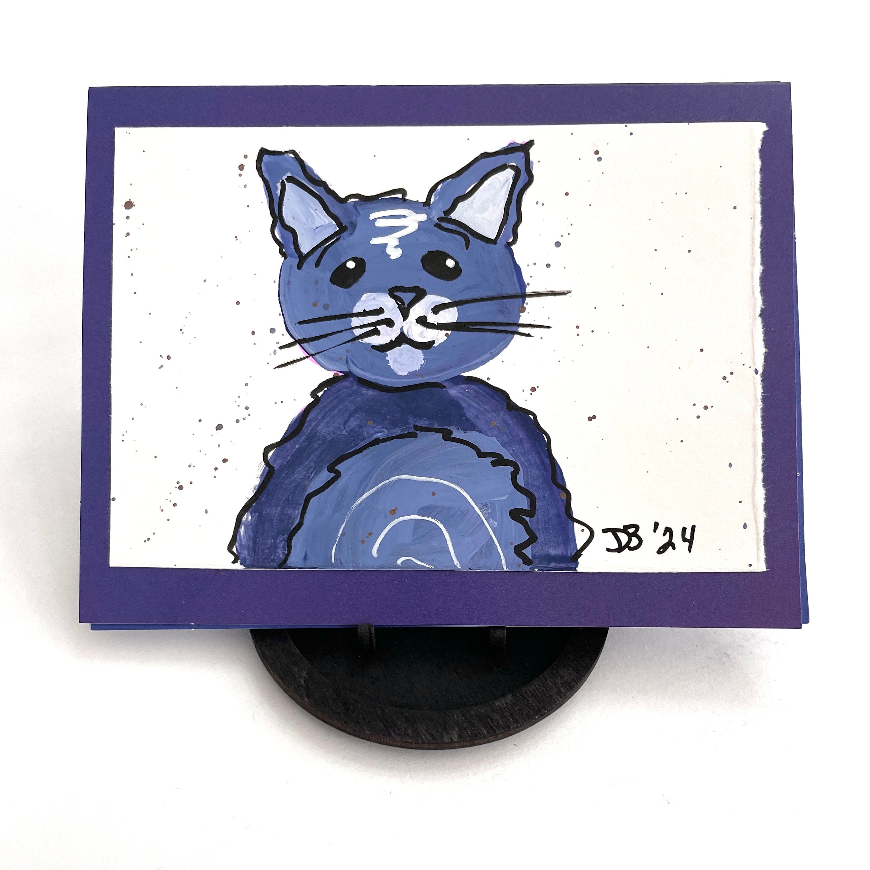 Hand Painted Cat Note Card Set of Six - One of a Kind Art - Cat ...