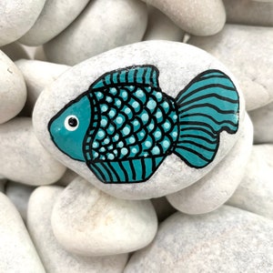 Green Fish Rock Animals - Hand Painted Rocks Ocean Marine - Sea Themed ...