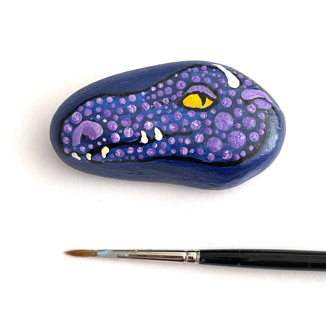 Hand Painted Purple Dragon Rocks - Rock Painting - Small Dragon Stone ...