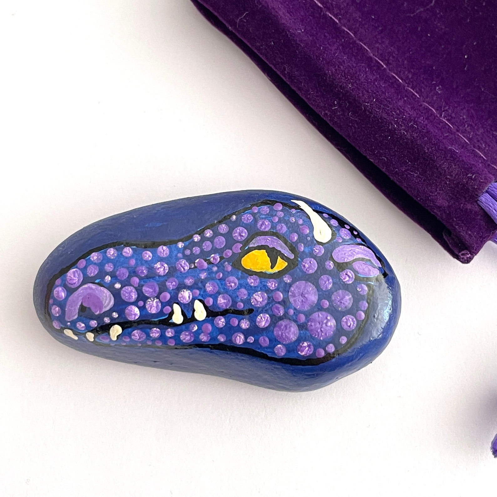 Hand Painted Purple Dragon Rocks Rock Painting Small Dragon Stone ...