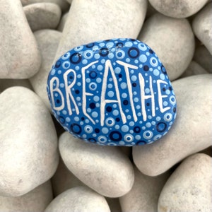 Hand Painted Rock - Blue Healing Stone - Breathe - Painted Rocks ...