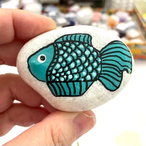 Green Fish Rock Animals - Hand Painted Rocks Ocean Marine - Sea Themed ...