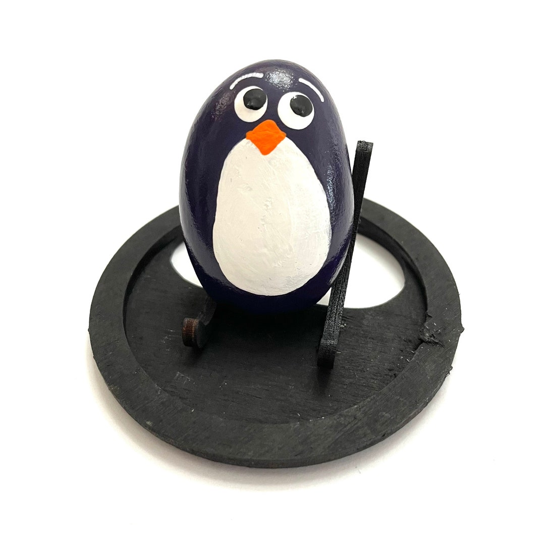 Beach Pebble Penguin - Purple Penguin Hand Painted Stone Art - Penguin ...