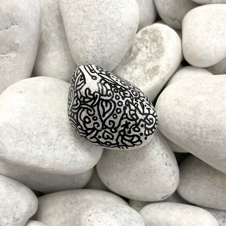 Hand Painted Stone Art Zentangle Doodle Drawing Rock Art - Etsy