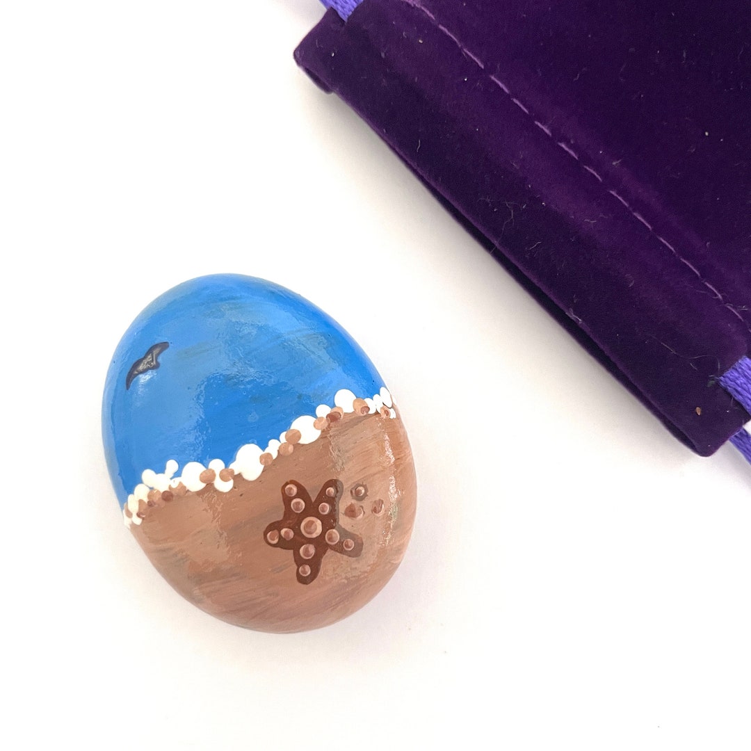 Small Hand Painted Beach Rock - Rock Painting - Beach Art - Rock Gift ...