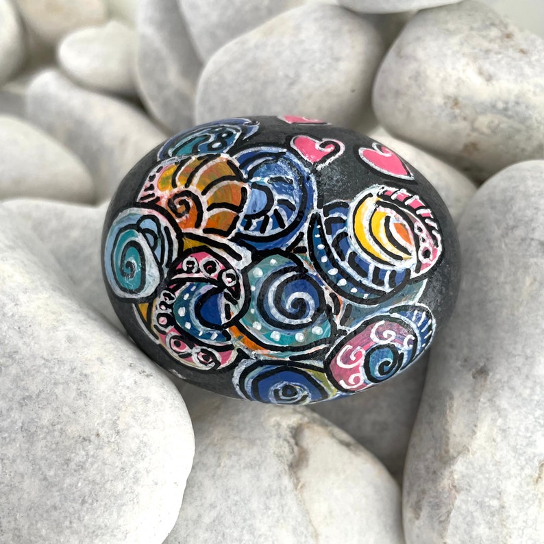 Painted Rock Art - Zentangle Art Stone - Hand Painted Rocks - Pastel ...