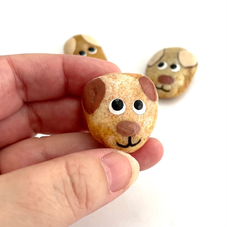 Set of Three Painted Dog Rocks Hand Painted Rocks Dogs Fun Painted ...