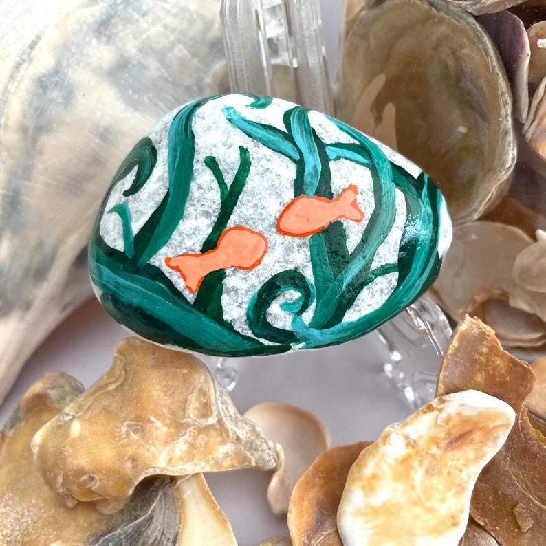 Fish Hand Painted Rock - Beach Theme Wedding Gift - Art Rock - Fish ...
