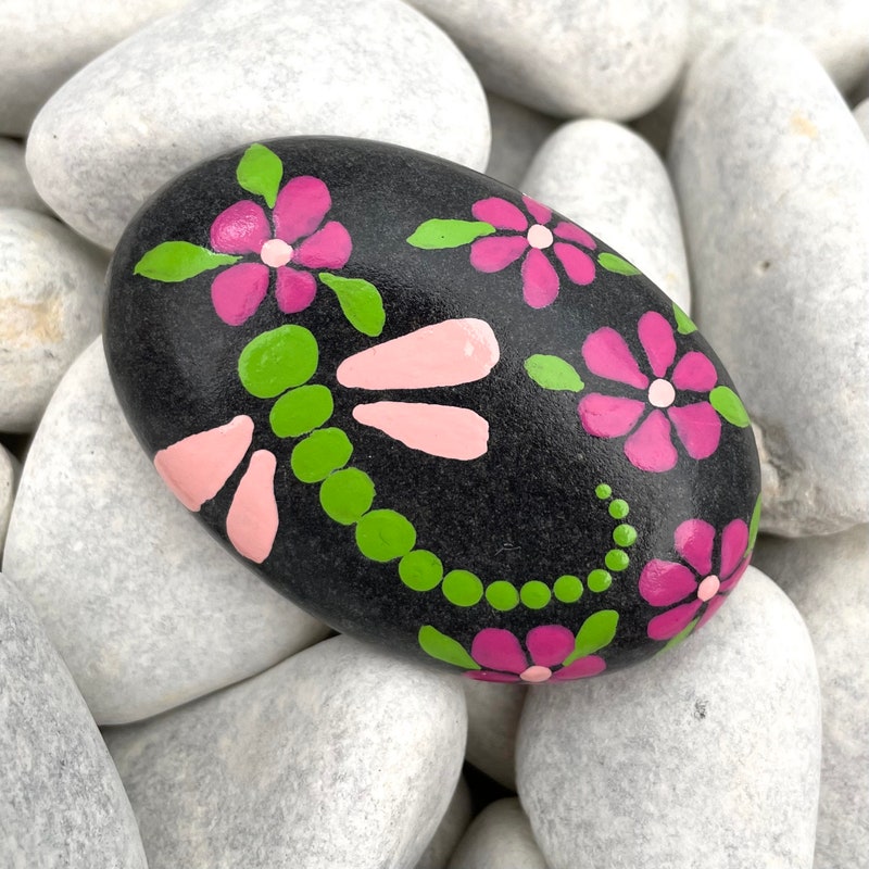 Dragonfly Painted Rock - Etsy