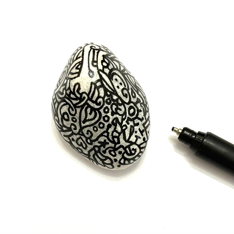 Hand Painted Stone Art Zentangle Doodle Drawing Rock Art - Etsy