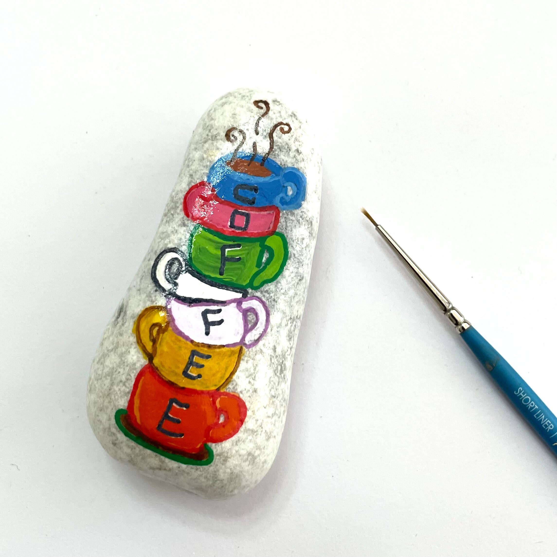 Painted Coffee Stone Coffee Art Coffee and Tea Bar Decor - Etsy