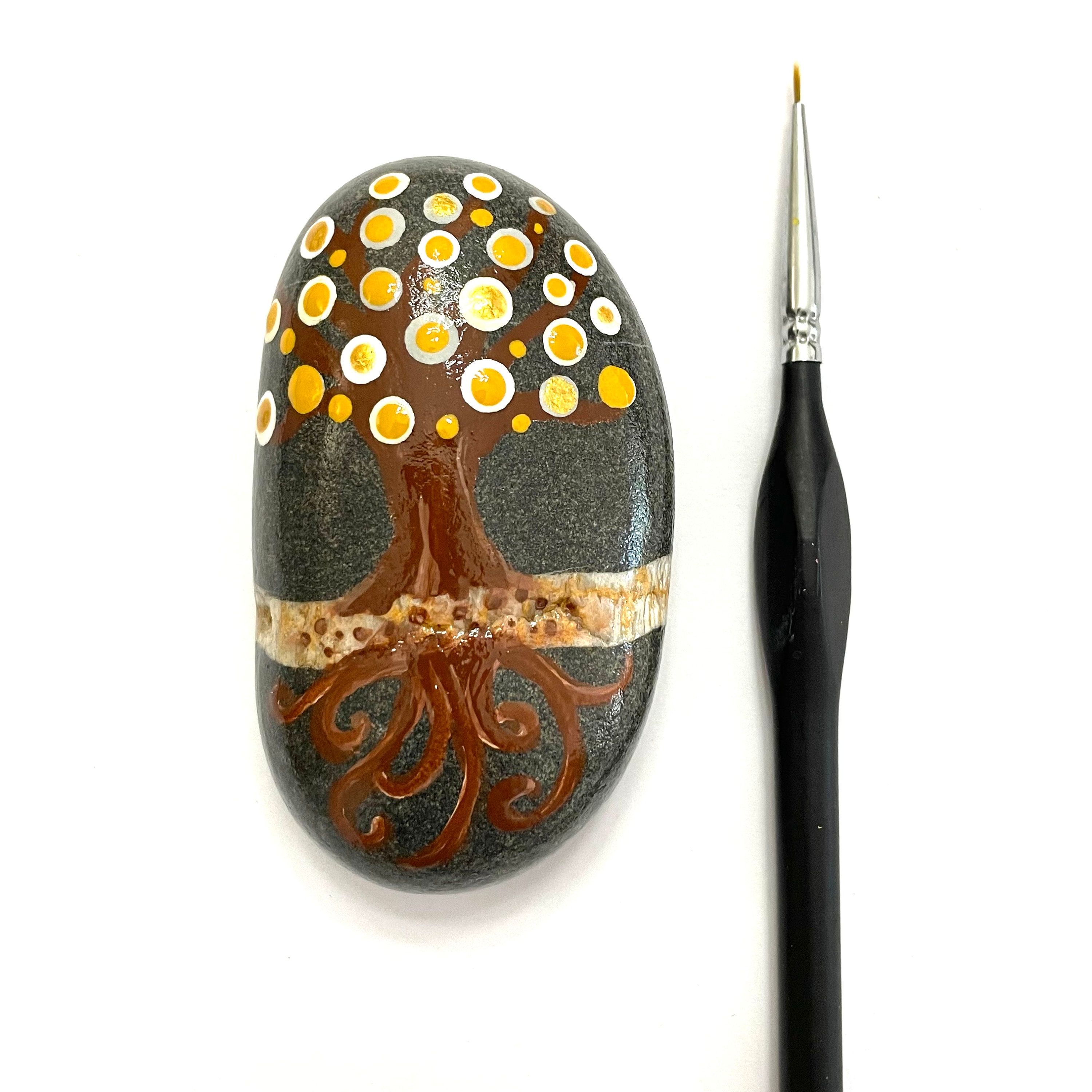 Hand Painted Rock Tree - Hand Painted Rock Art - Tree Rock Painting ...