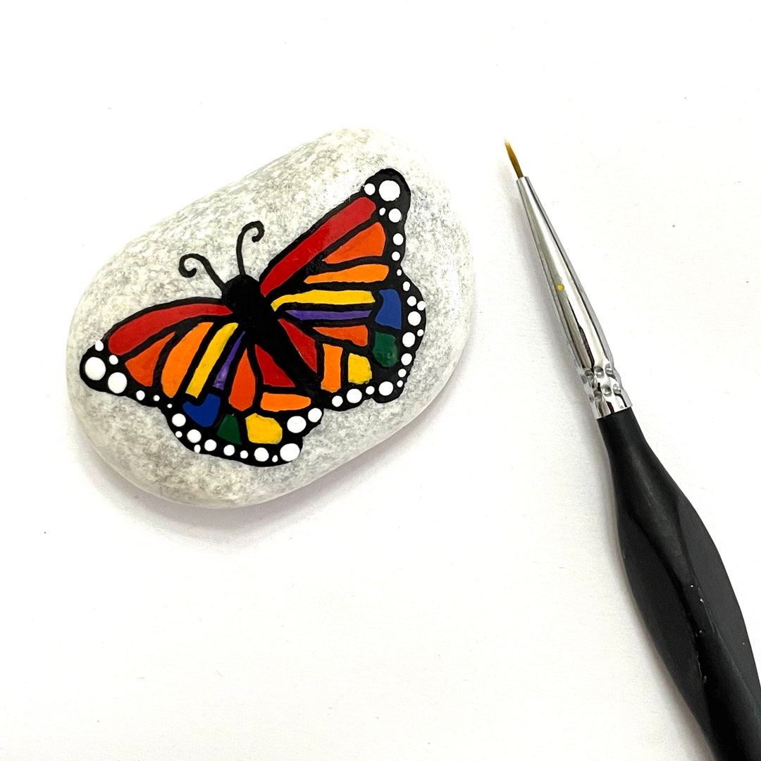 Butterflies Painted on Rocks - Rainbow Butterfly Rock - Hand Painted ...