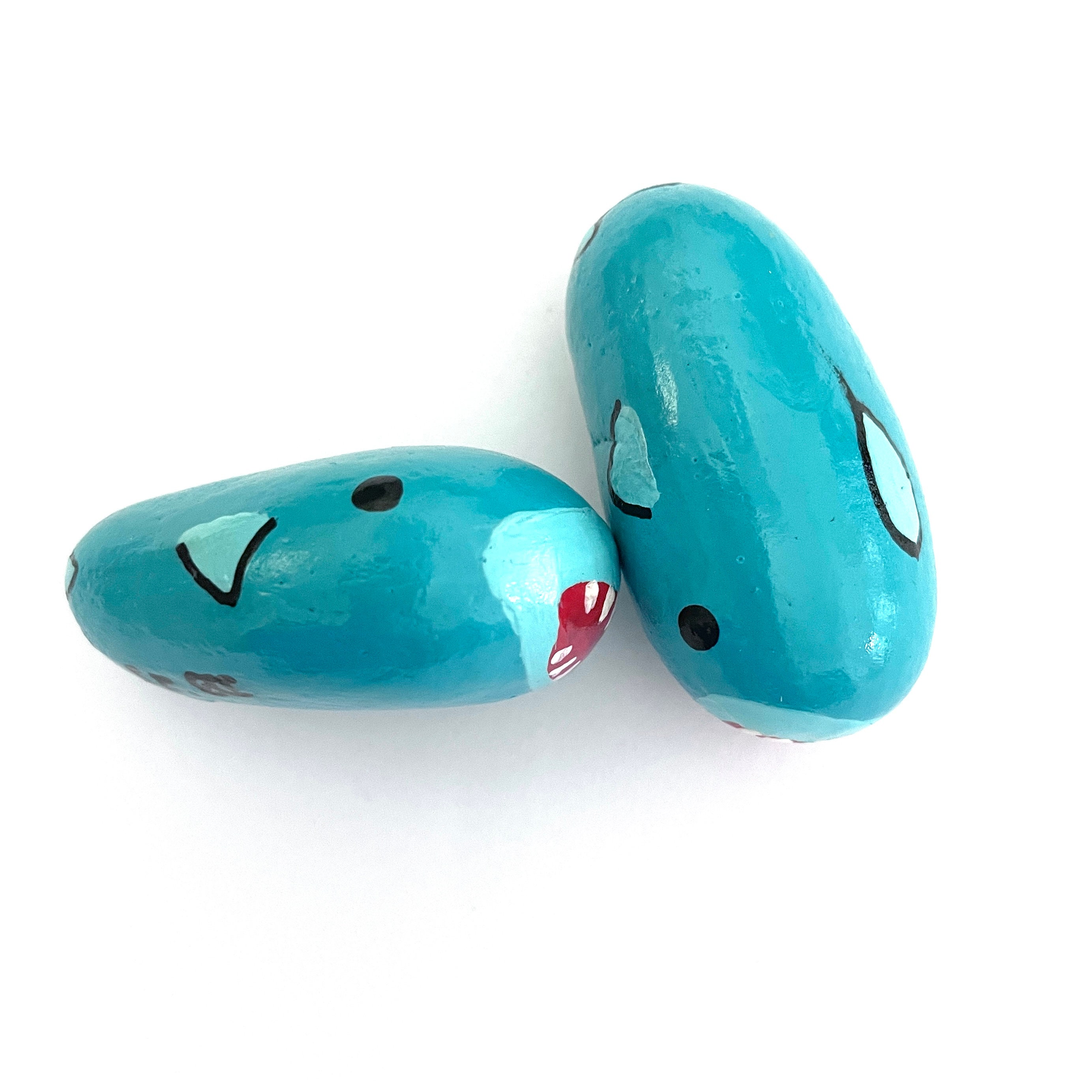 Set of 2 Shark Rocks Animals Hand Painted Rock Cute Painted Stone Shark ...