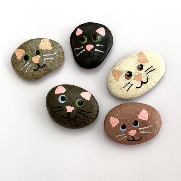 Painted Cat Stones - Etsy