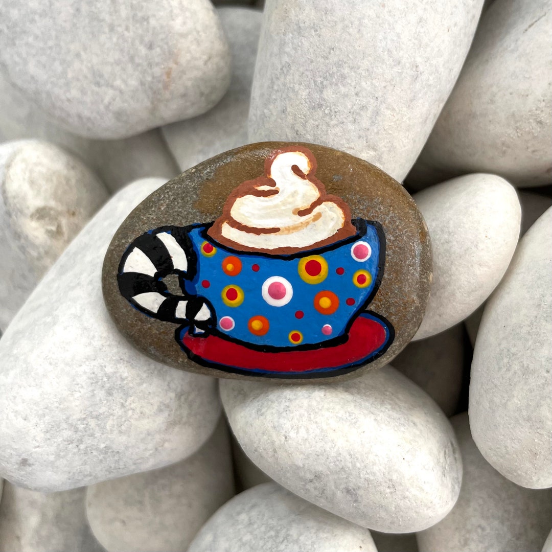 Painted Coffee Stone - Coffee and Tea Bar Decor - Coffee Art - Hand ...