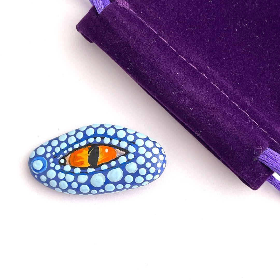 Hand Painted Blue Dragon Eye Rocks - Rock Painting - Small Dragon Stone ...