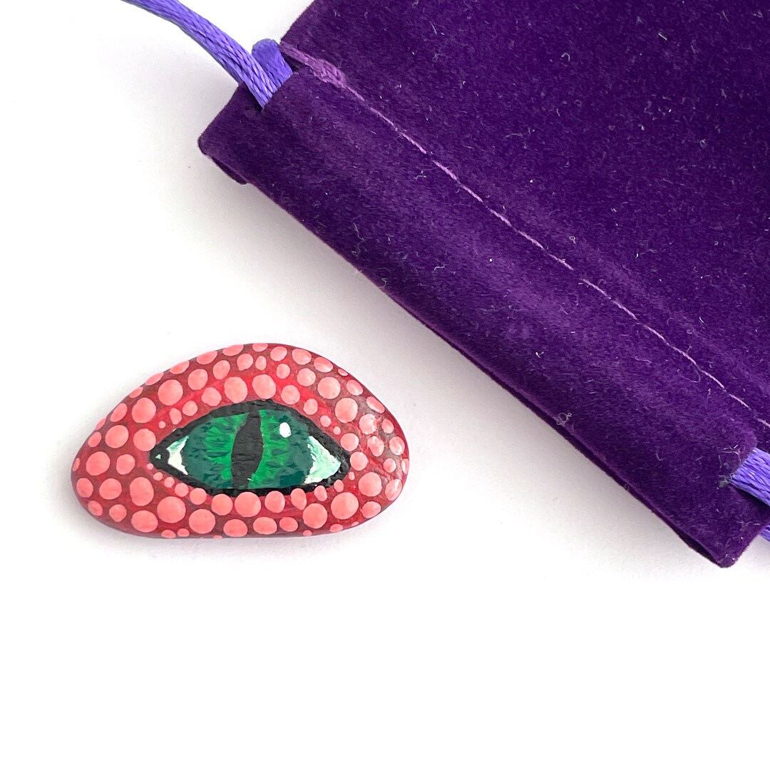 Hand Painted Red Dragon Eye Rocks - Rock Painting - Small Dragon Stone ...
