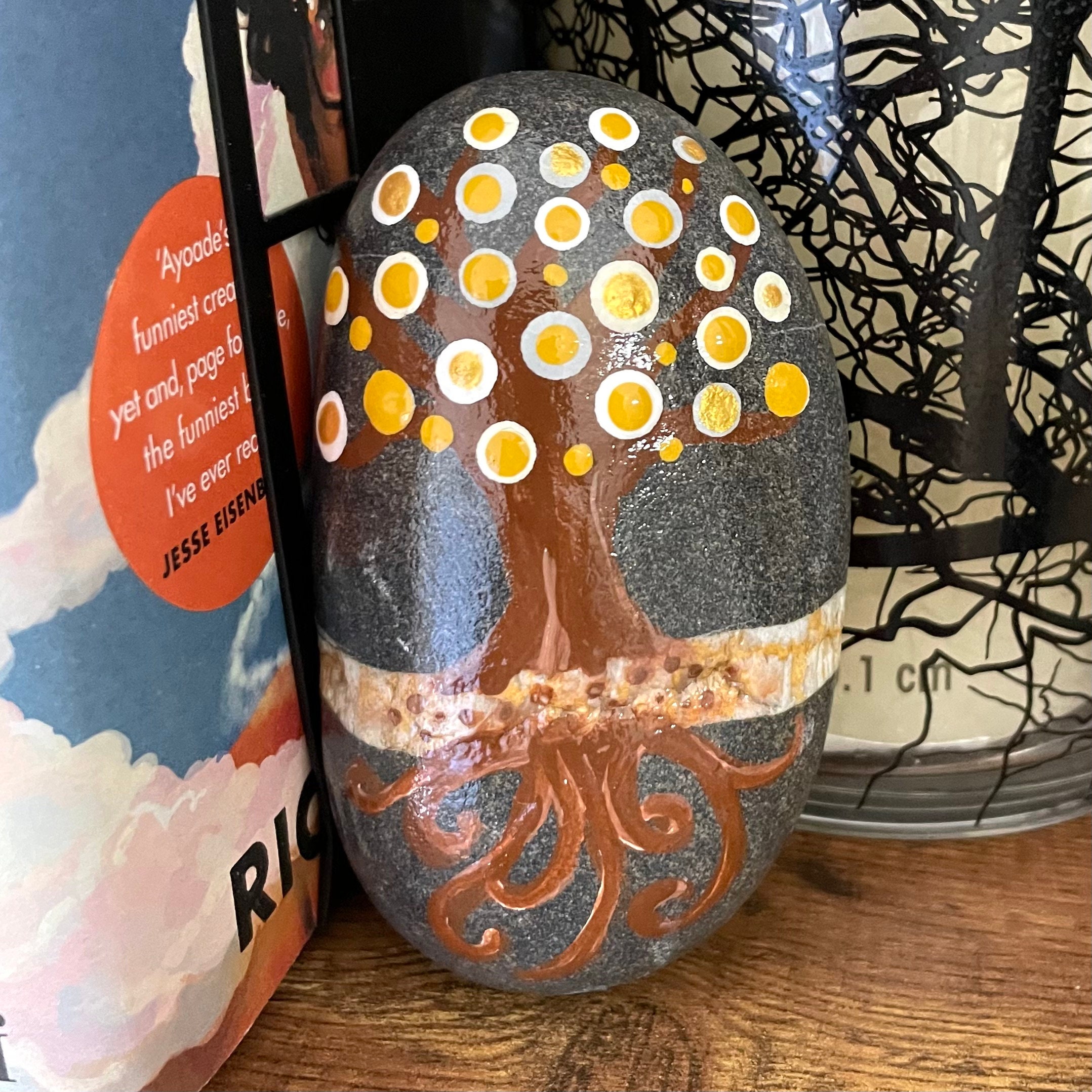 Hand Painted Rock Tree - Hand Painted Rock Art - Tree Rock Painting ...