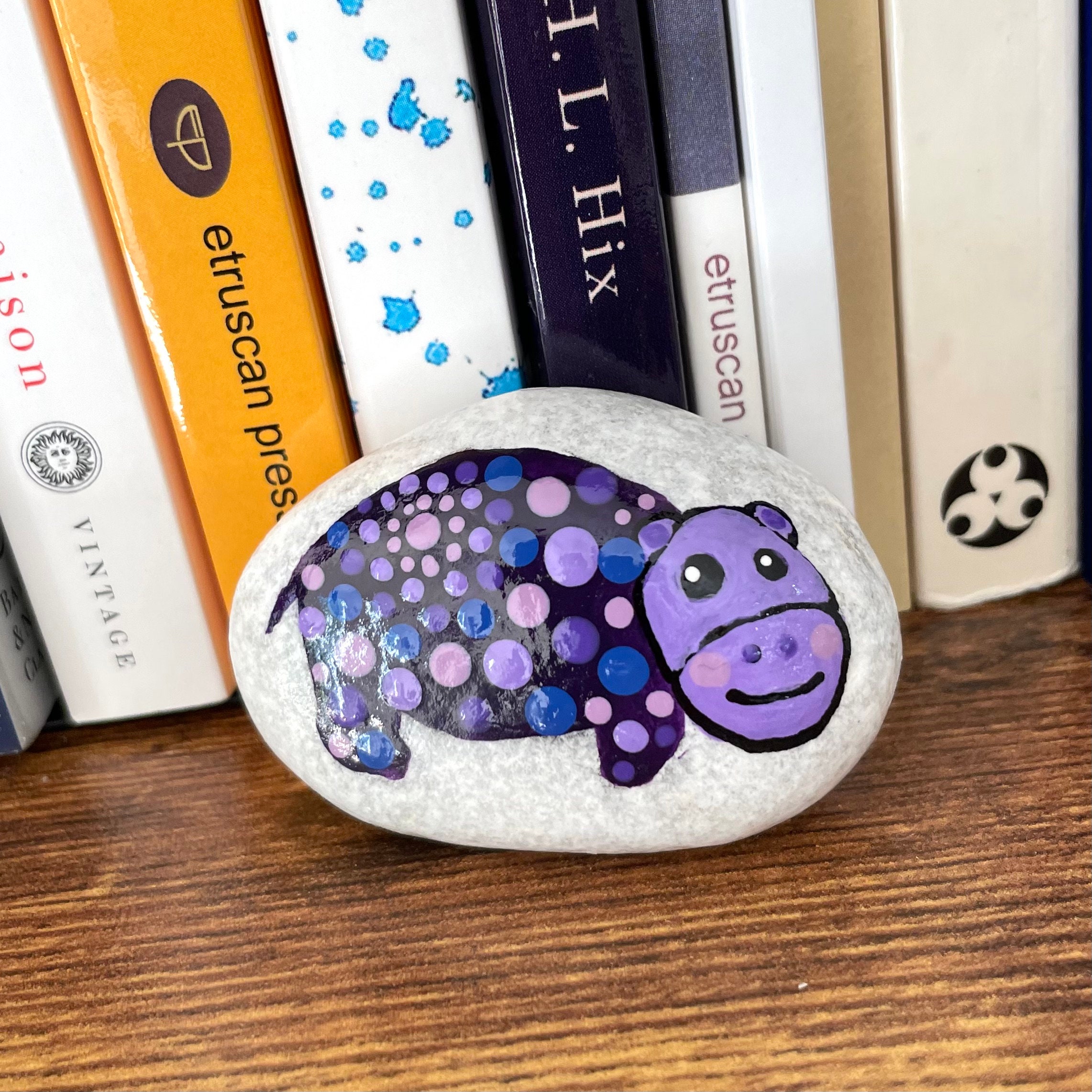 Hippo Rock Painting Painted Rock Animals Painted Mandala - Etsy UK