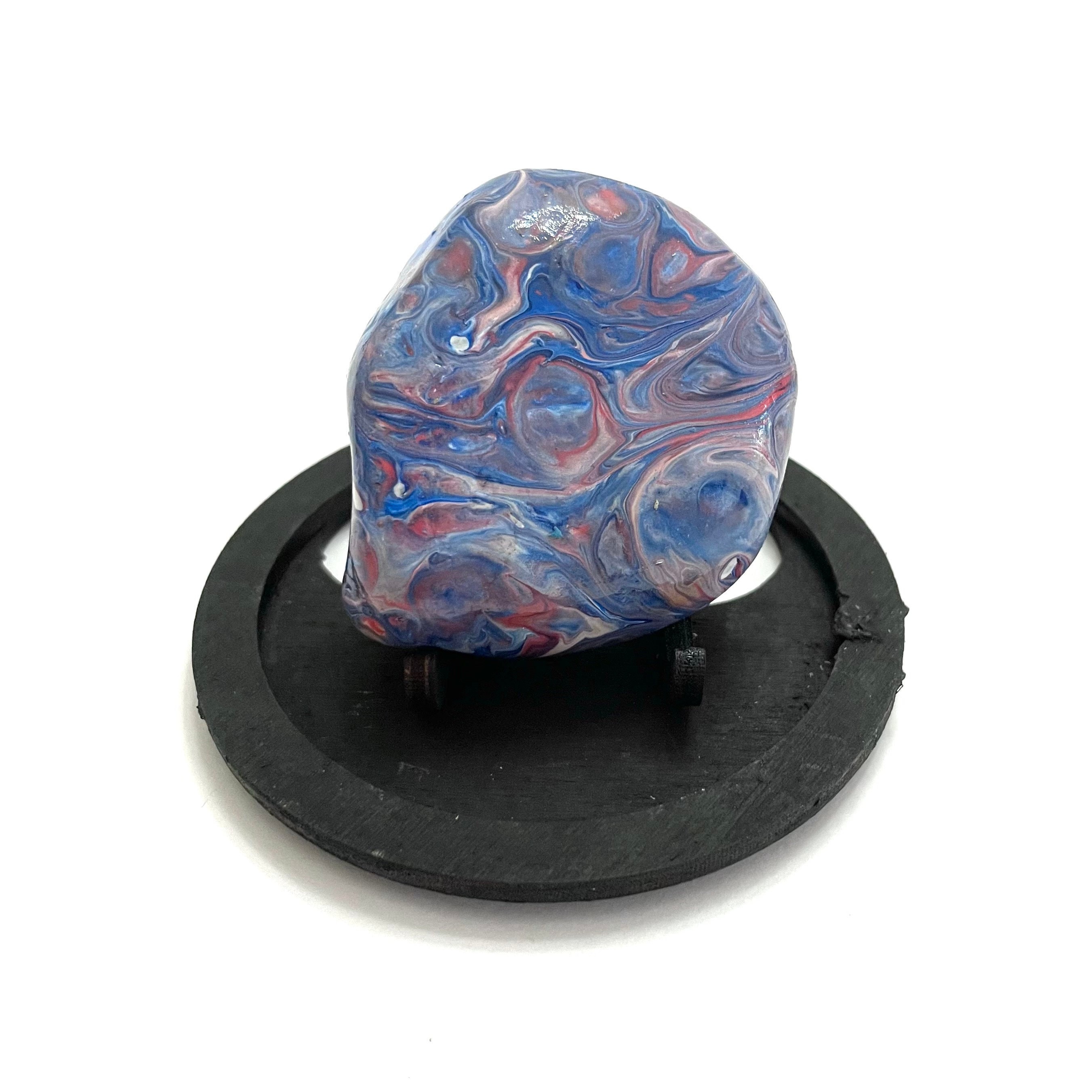Paint Pour Art Rock - Hand Painted Rock - Rock Painting - Red White and ...