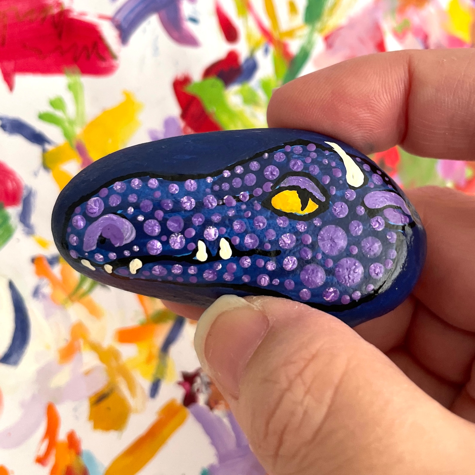 Hand Painted Purple Dragon Rocks Rock Painting Small Dragon Stone ...