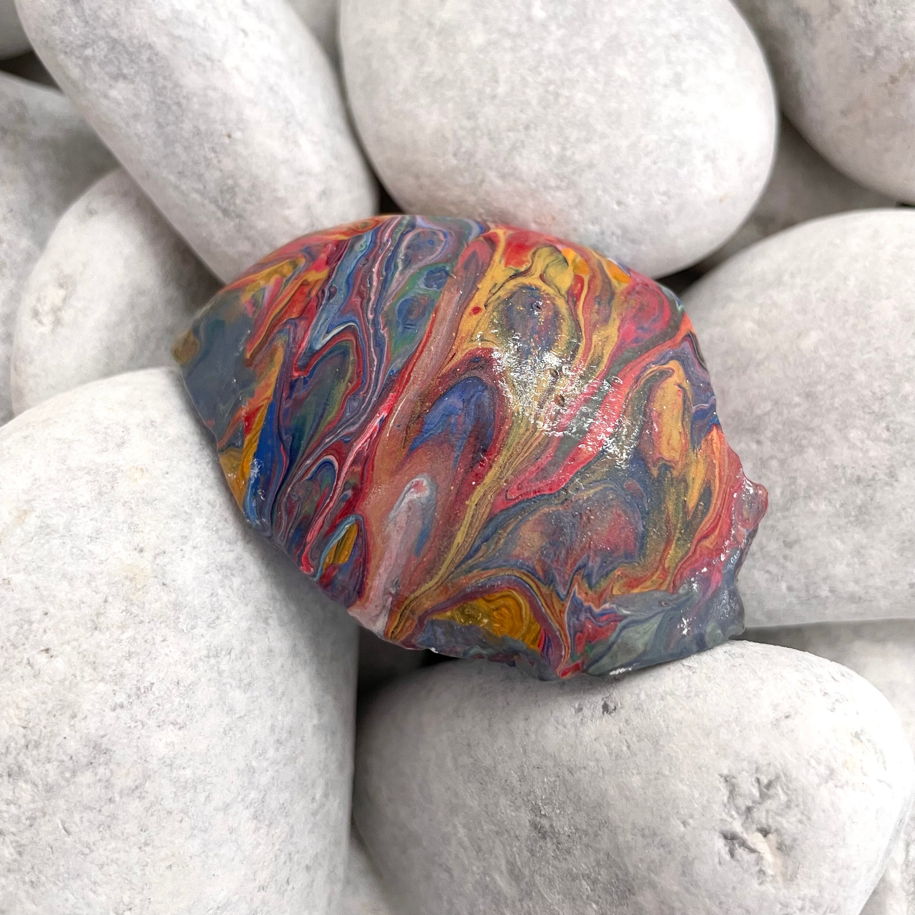 Paint Pour Art Rock Fluid Art Hand Painted Rock Paint Pour Rocks ...