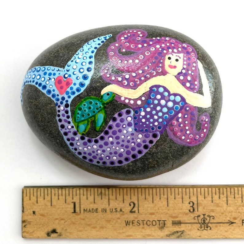 Girls Decor Mermaid Hand Painted Rock Art Beach Art Mermaid Painting ...