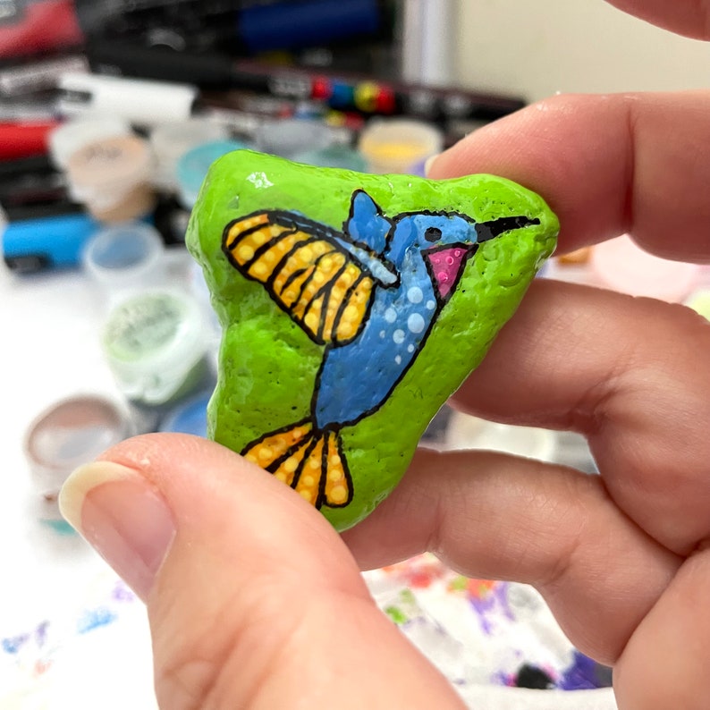 Hummingbird Art Rock Animals Hand Painted Rock Birds Gift - Etsy