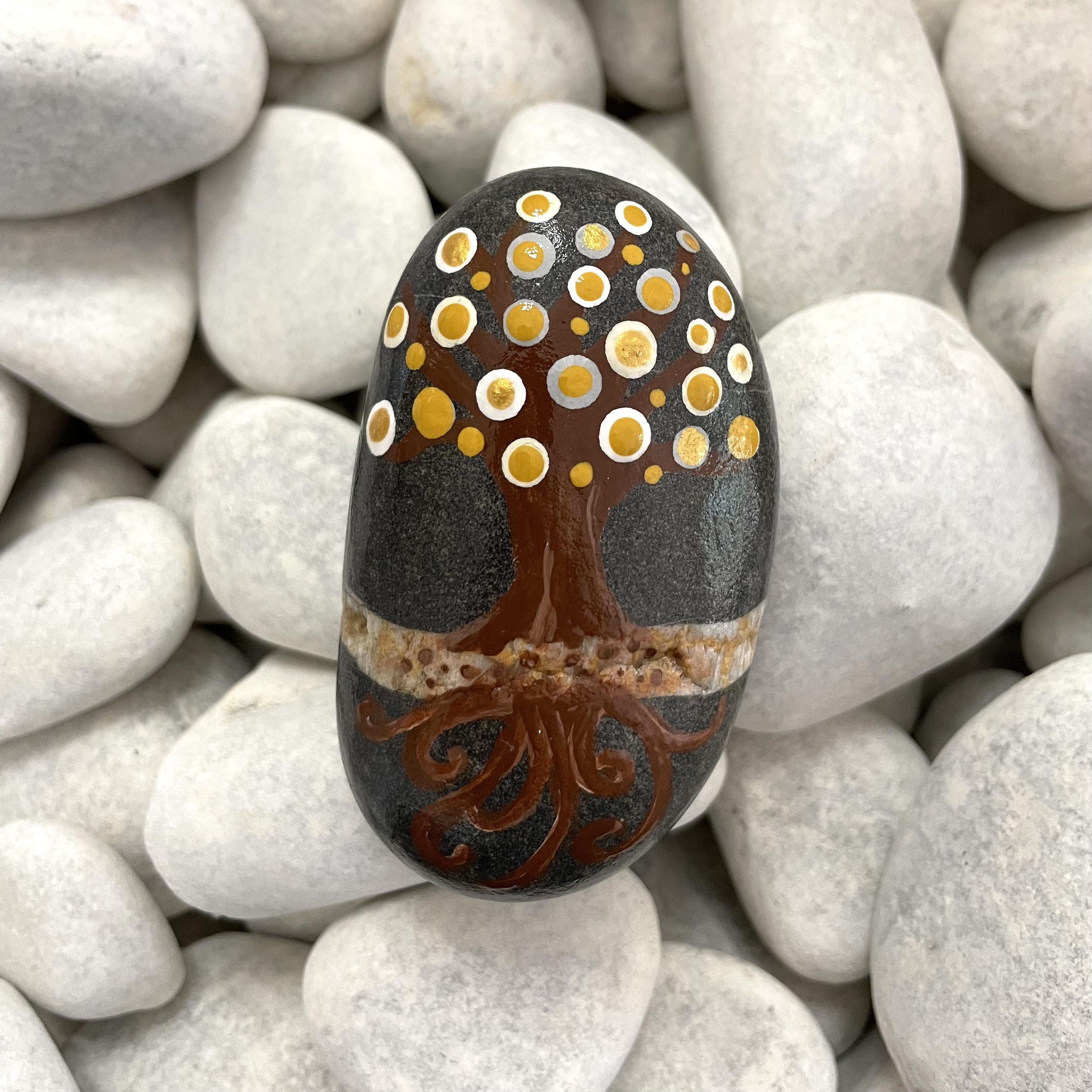 Hand Painted Rock Tree Hand Painted Rock Art Tree Rock Painting Painted ...
