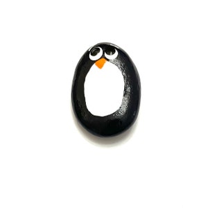 Beach Pebble Penguin - Hand Painted Stone Art - Penguin Gift - Penguin ...
