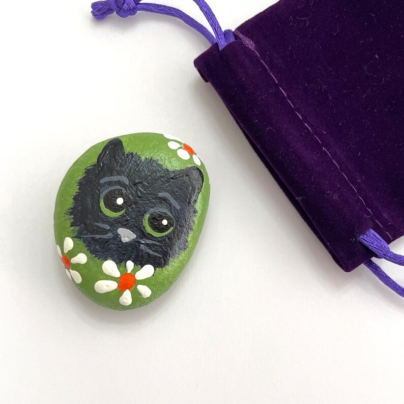 Black Cat Rock Animals - Fun Painted Rocks - Hand Painted Rock Animals ...